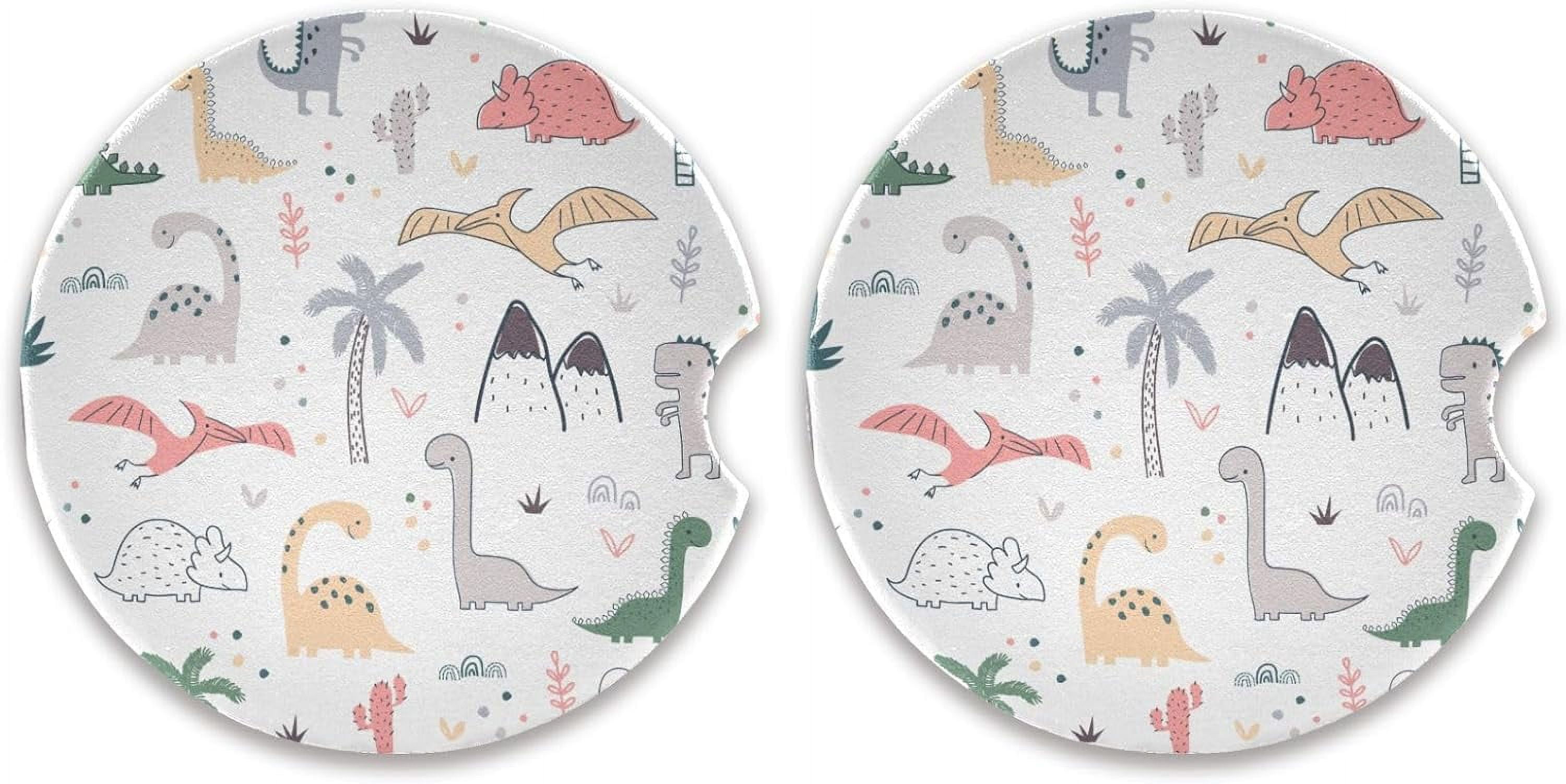 GZHJMY Carton Dinosaurs Car Coasters 2 Pack Drinks Absorbent Ceramic ...