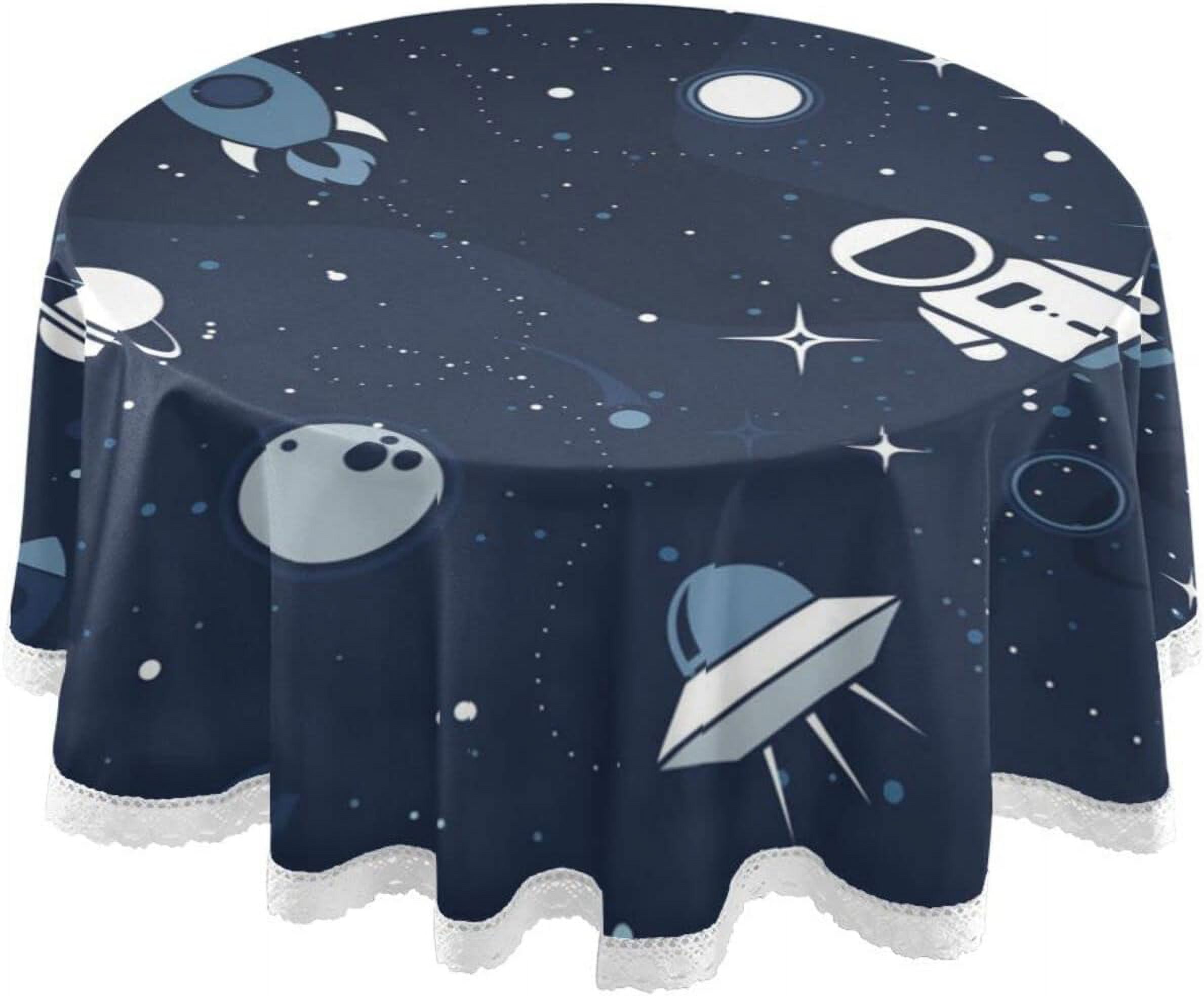 GZHJMY Cartoon Astronaut Polyester Fiber Round Lace Tablecloth ...