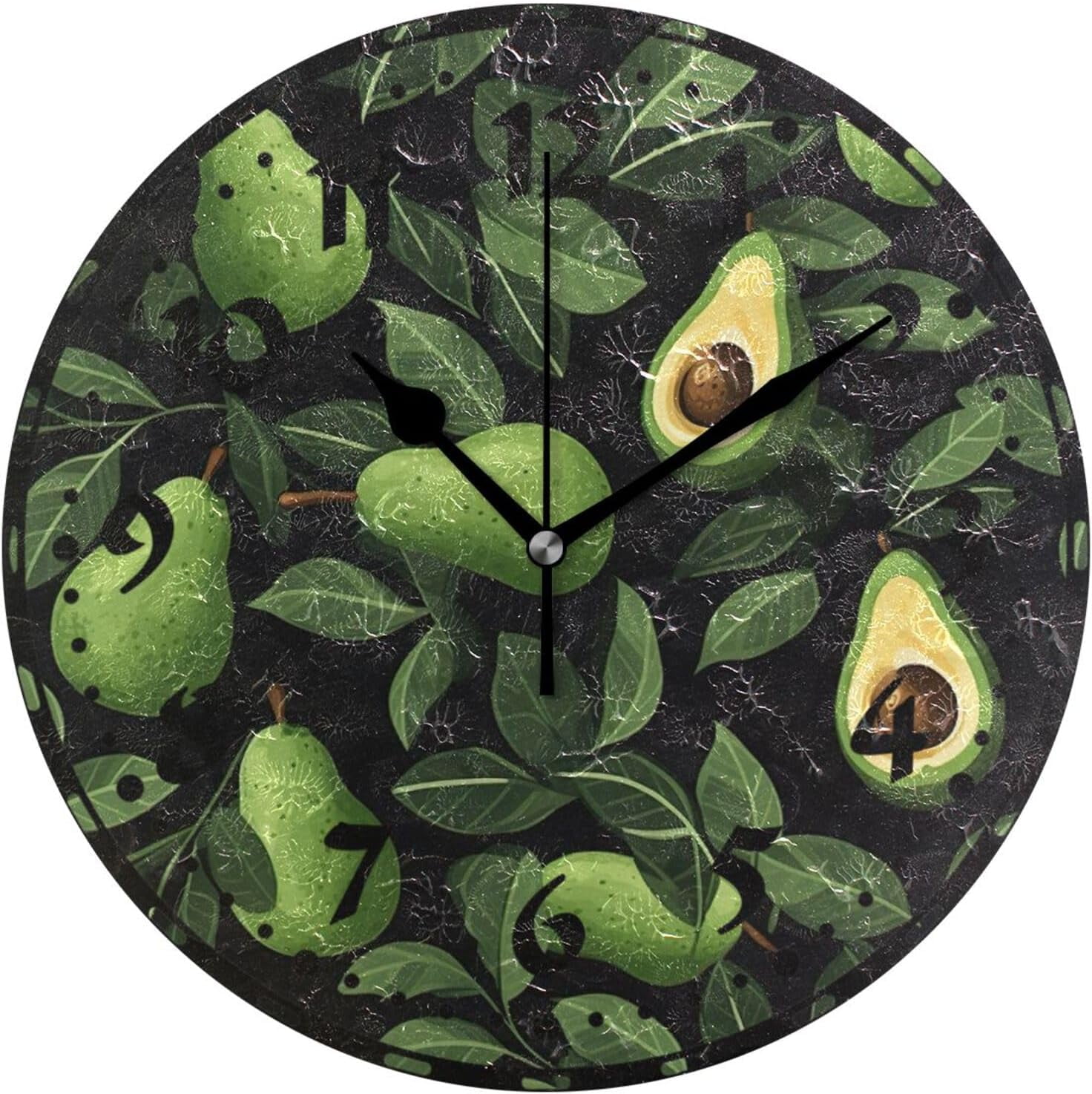 GZHJMY Cartoon Avocado Wall Clock, PVC Silent Non Ticking 10 Inch ...