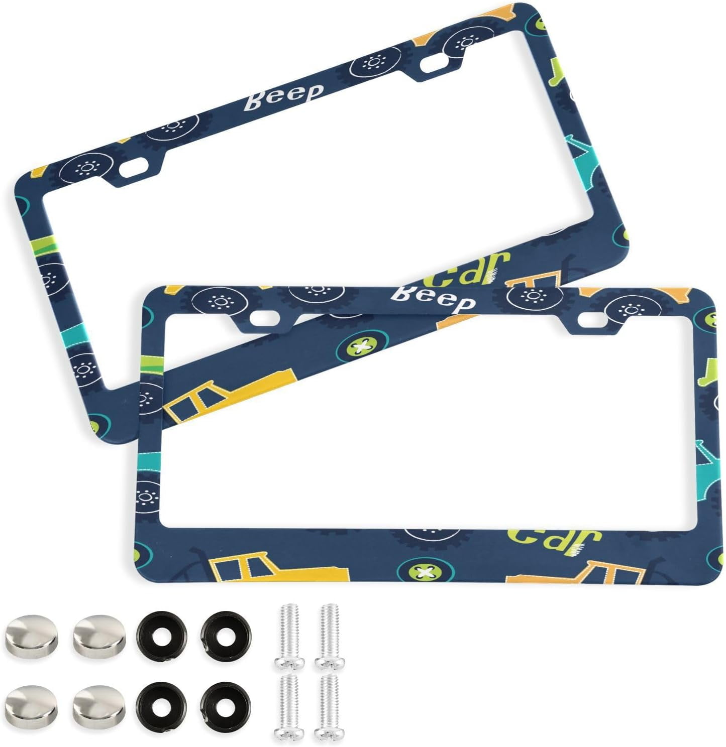 GZHJMY Cartoon Car License Plate Frames Set of 2, Universal Aluminum ...