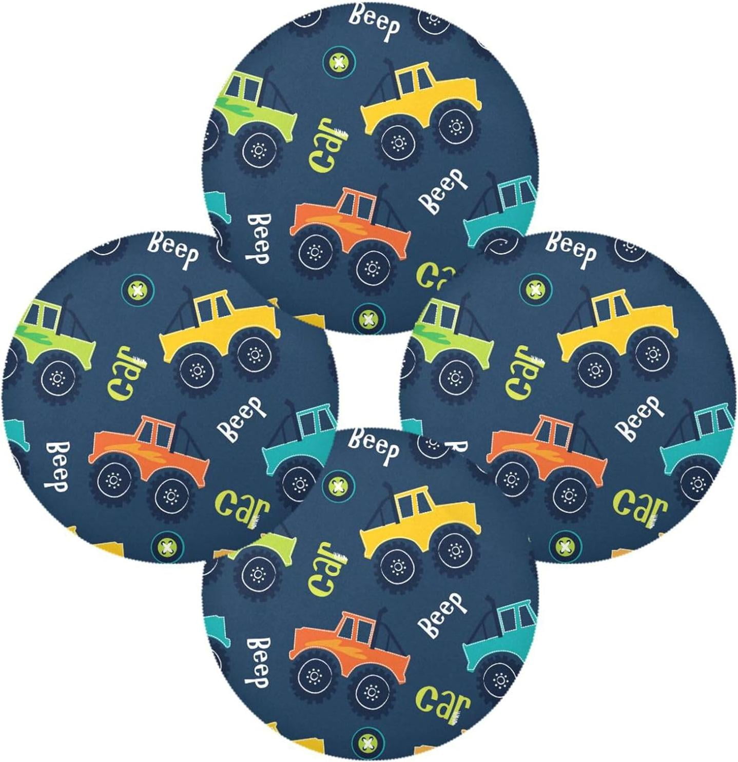 GZHJMY Cartoon Car Round Placemats, 4 Pack Table Mats for Kitchen ...