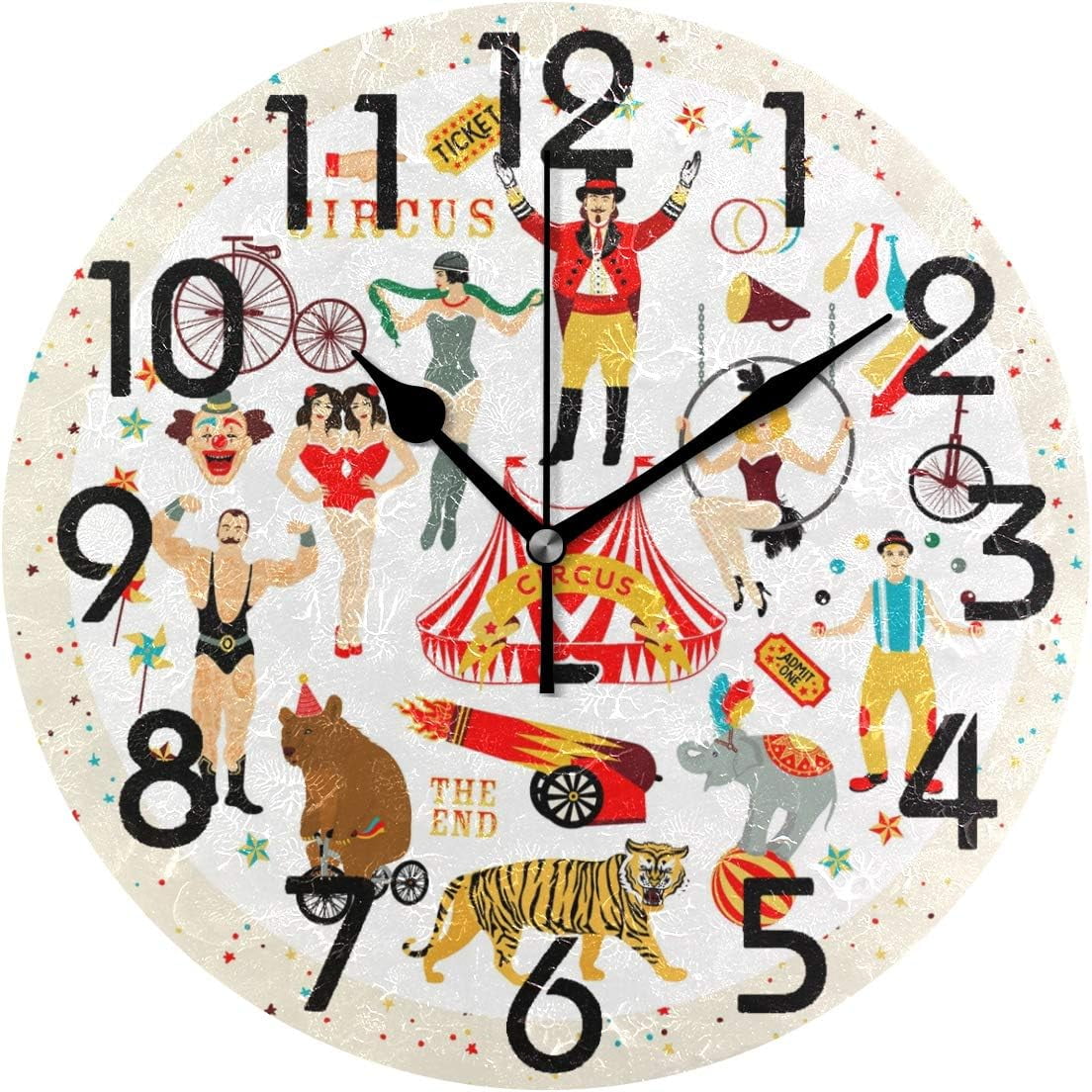 GZHJMY Cartoon Circus Vintage Icons Collection Round Pattern Round Wall ...