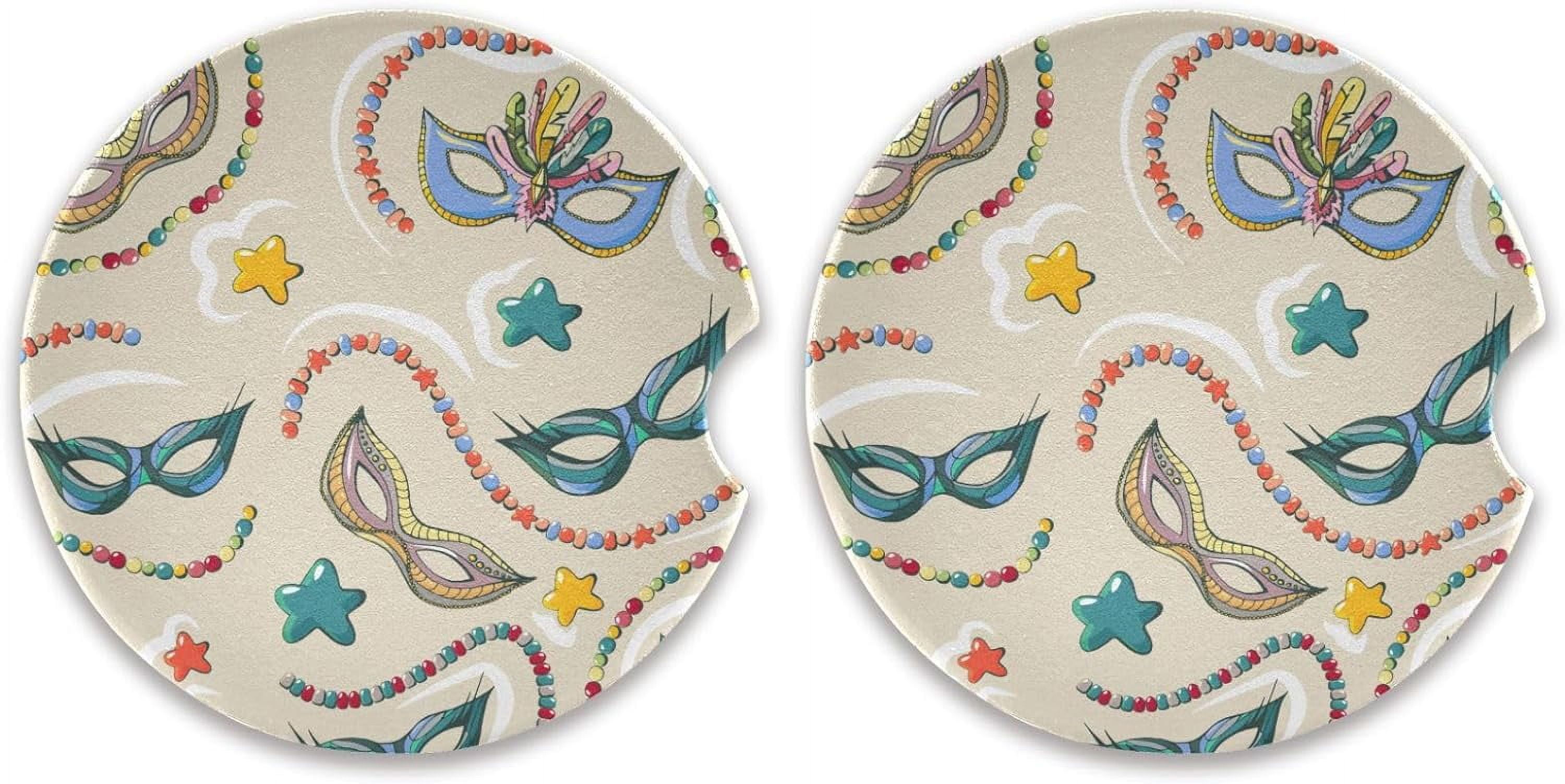 GZHJMY Cartoon Color Carnival Mask Car Coasters, 2 Pack Drinks ...