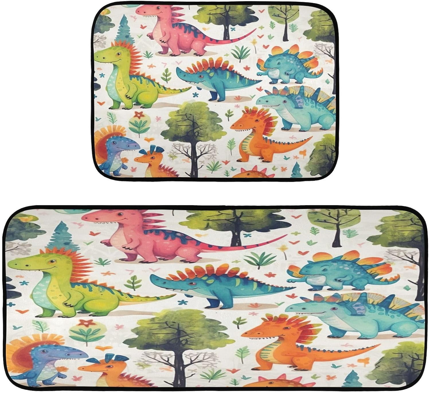 GZHJMY Cartoon Dinosaur Kitchen Rug Set of 2 Non Slip Washable ...