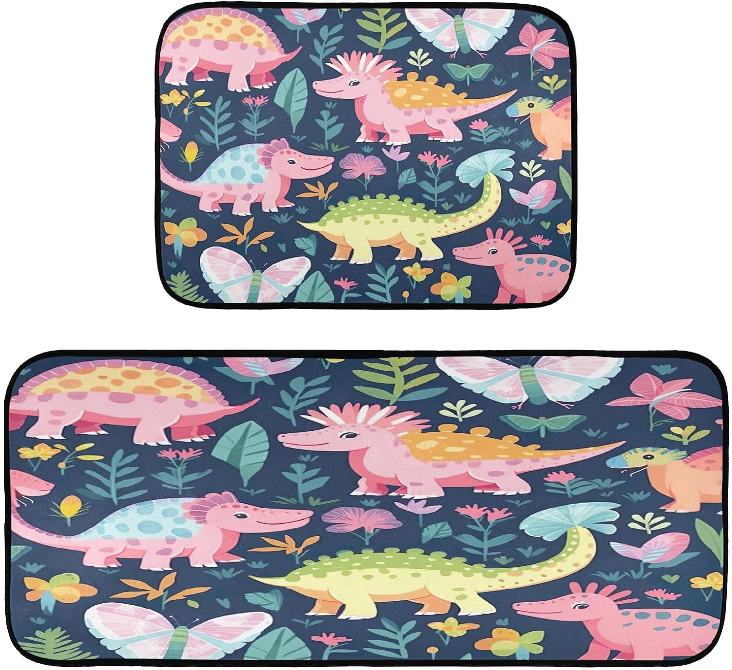 GZHJMY Cartoon Dinosaur Kitchen Rug Set of 2 Non Slip Washable ...