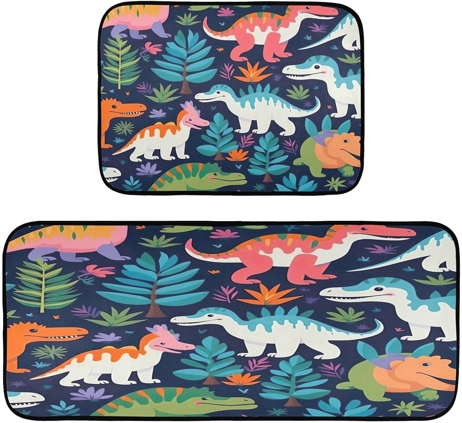 GZHJMY Cartoon Dinosaur Kitchen Rug Set of 2 Non Slip Washable ...