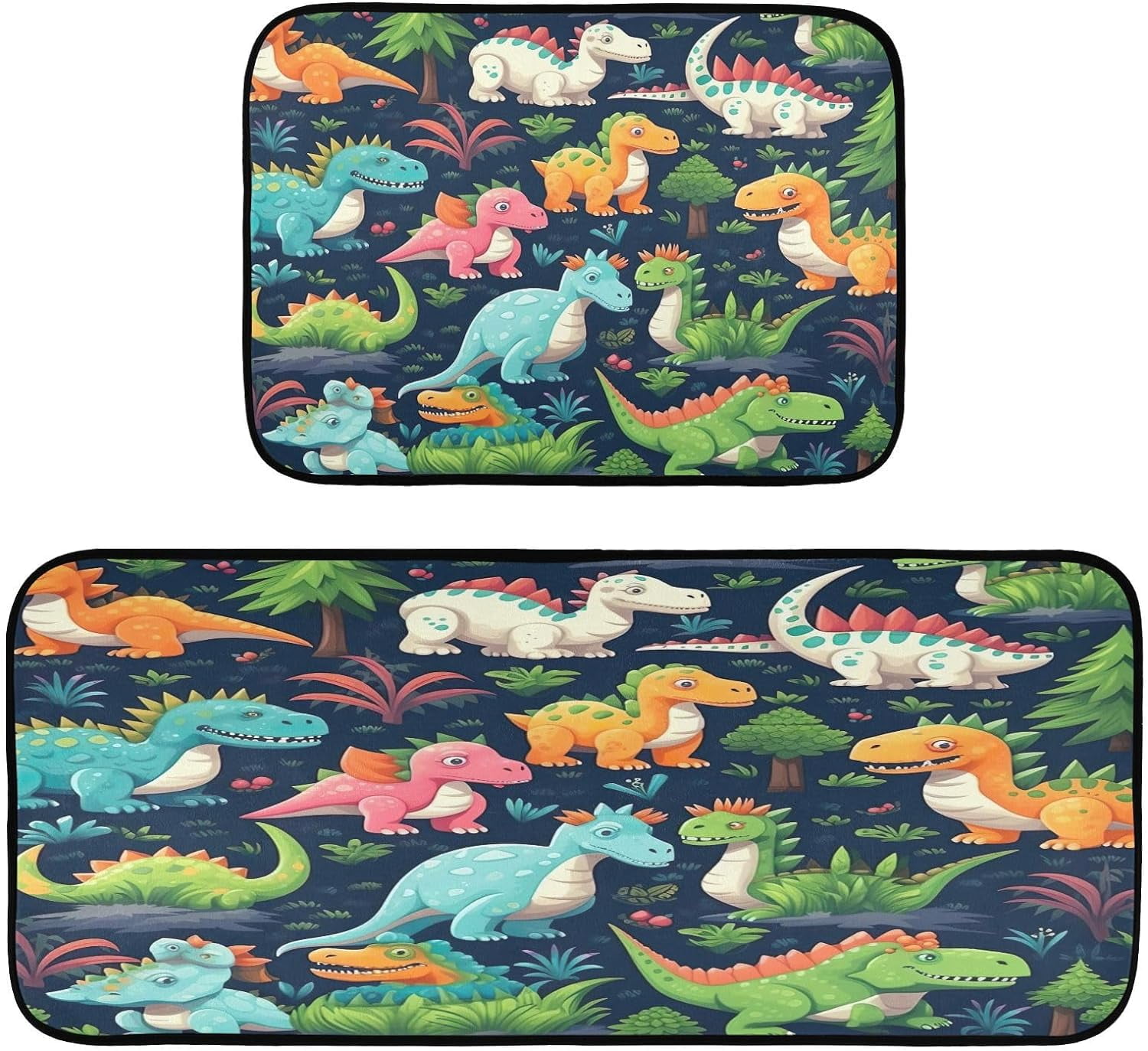 GZHJMY Cartoon Dinosaur Kitchen Rug Set of 2 Non Slip Washable ...