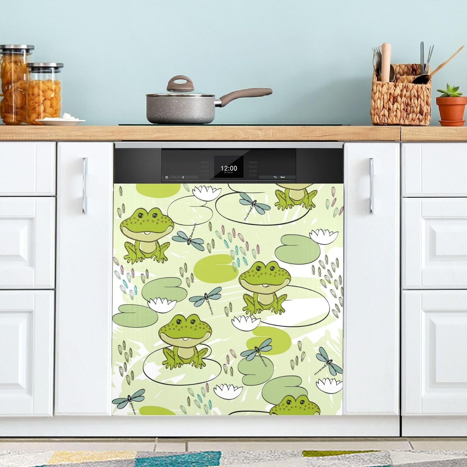 GZHJMY Cartoon Frogs Dragonflies Dishwasher Magnet Cover for The Front ...