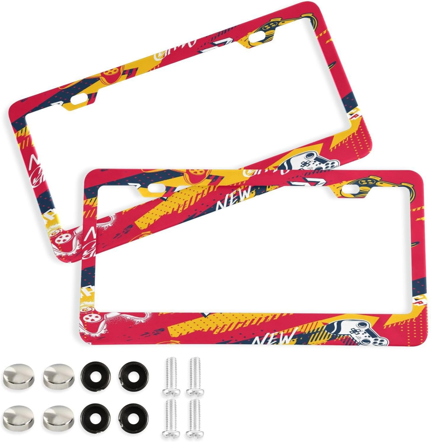 GZHJMY Cartoon Gamepad License Plate Frames Set of 2, Universal ...
