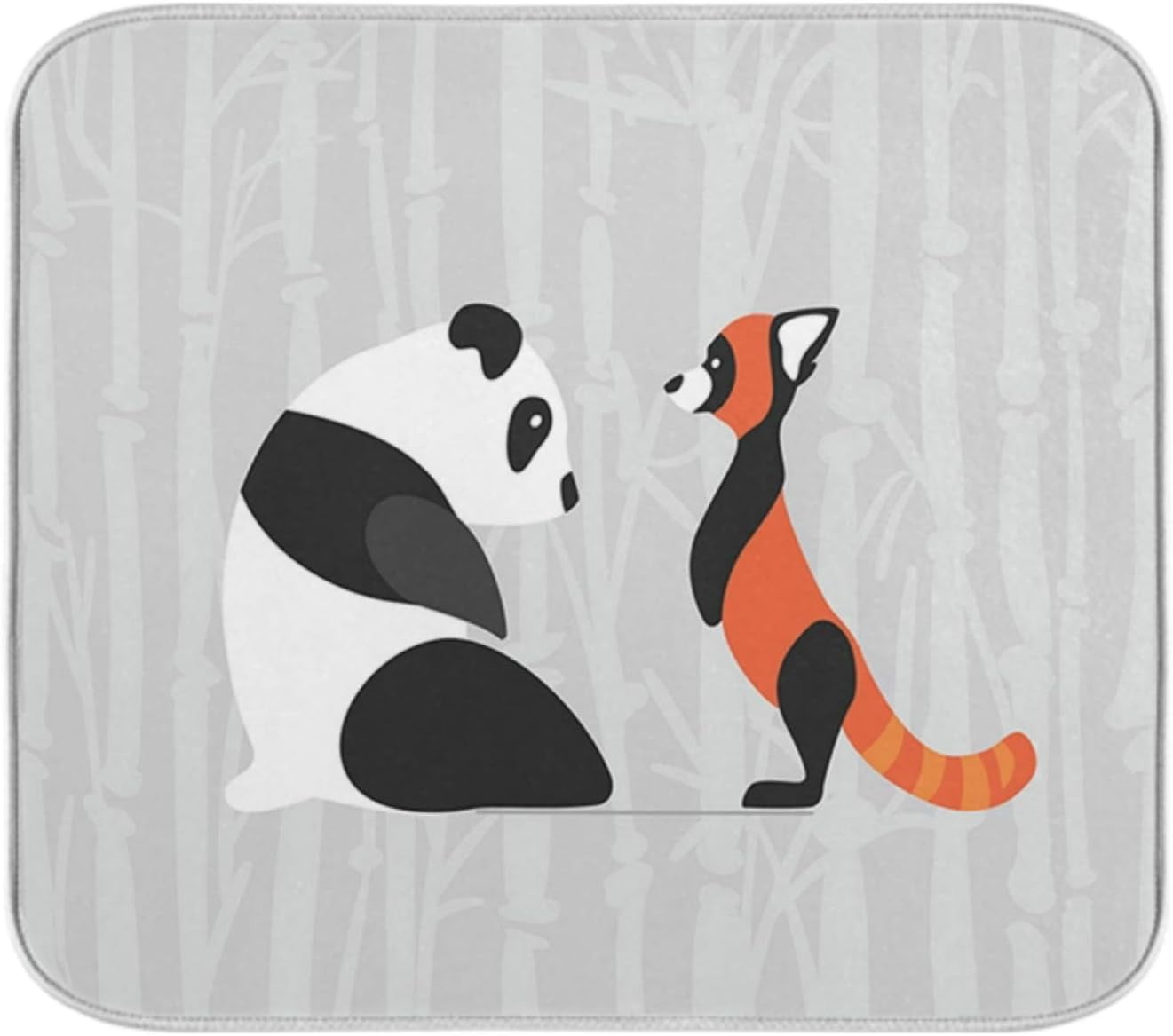 GZHJMY Cartoon Giant And Red Panda With Bamboo Absorbent Dish Drying ...
