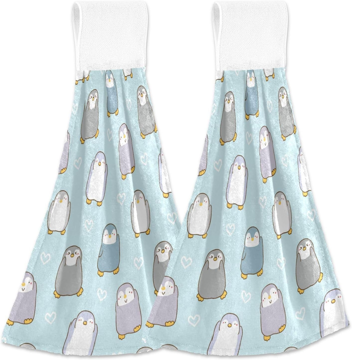 GZHJMY Cartoon Penguin Hanging Tie Towels Set of 2, Soft Absorbent ...