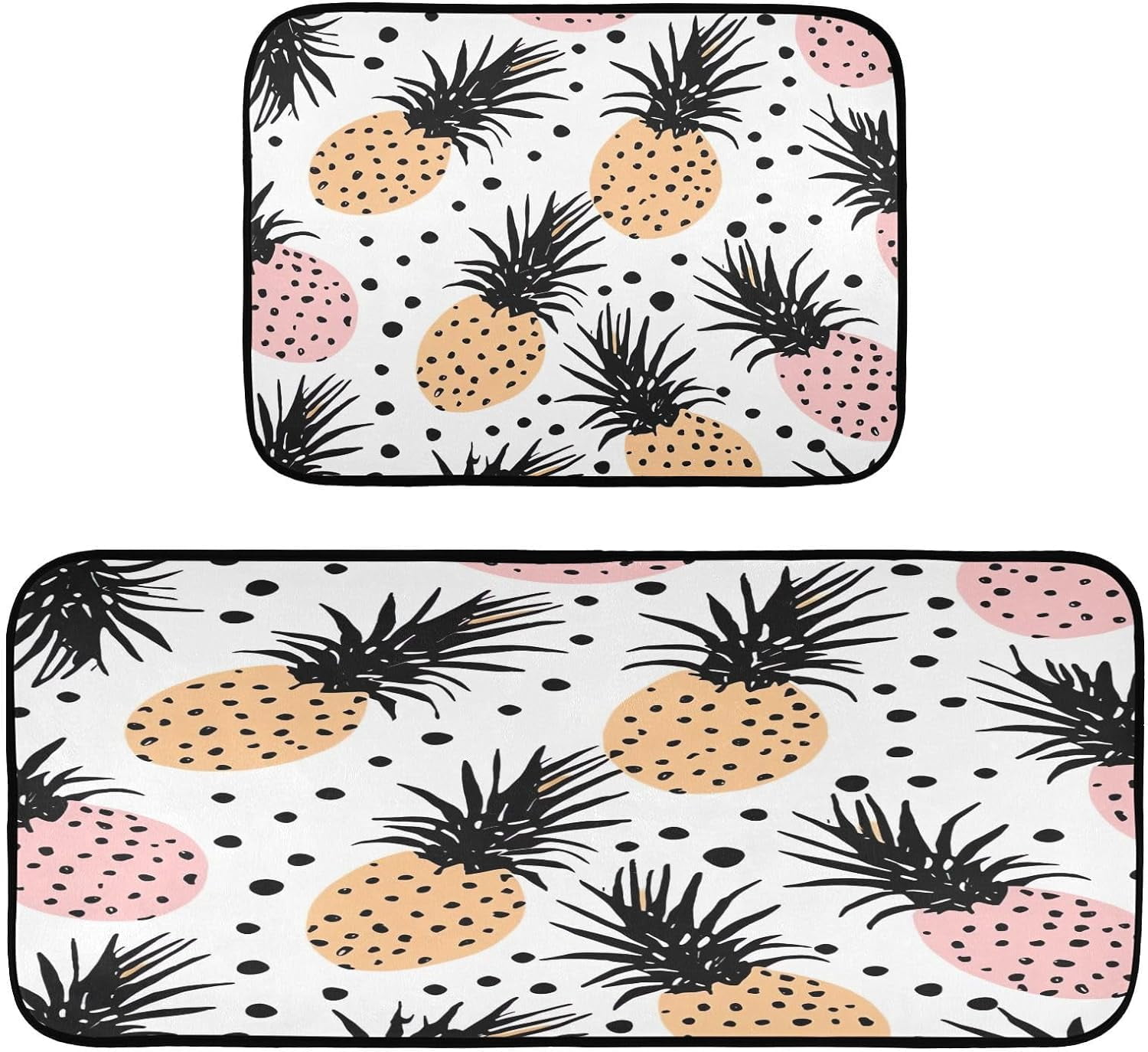 GZHJMY Cartoon Pineapple Kitchen Rug Set of 2 Non Slip Washable Cushioned Anti-Fatigue Kitchen ...