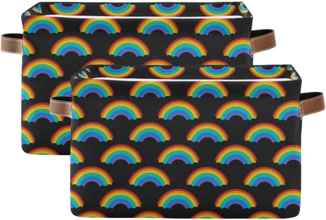 GZHJMY Cartoon Rainbow Rectangular Storage Bins, 2 PCS Collapsible Toy ...