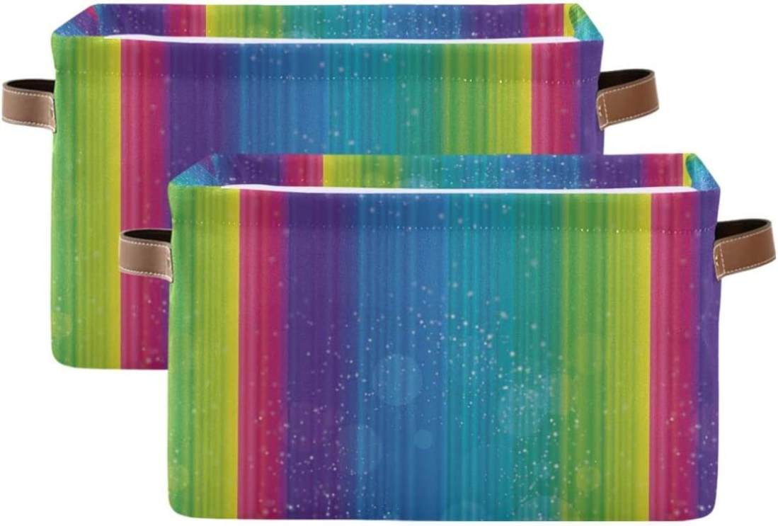 GZHJMY Cartoon Rainbow Rectangular Storage Bins, 2 PCS Collapsible Toy ...