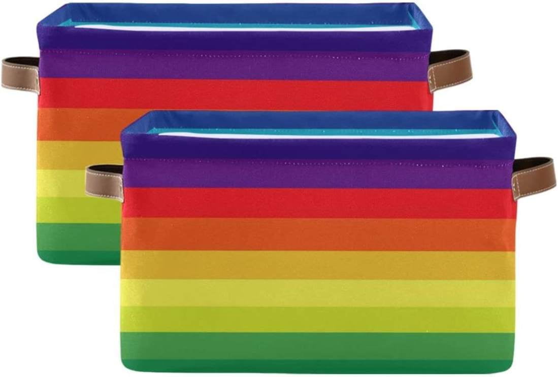 GZHJMY Cartoon Rainbow Rectangular Storage Bins, 2 PCS Collapsible Toy ...