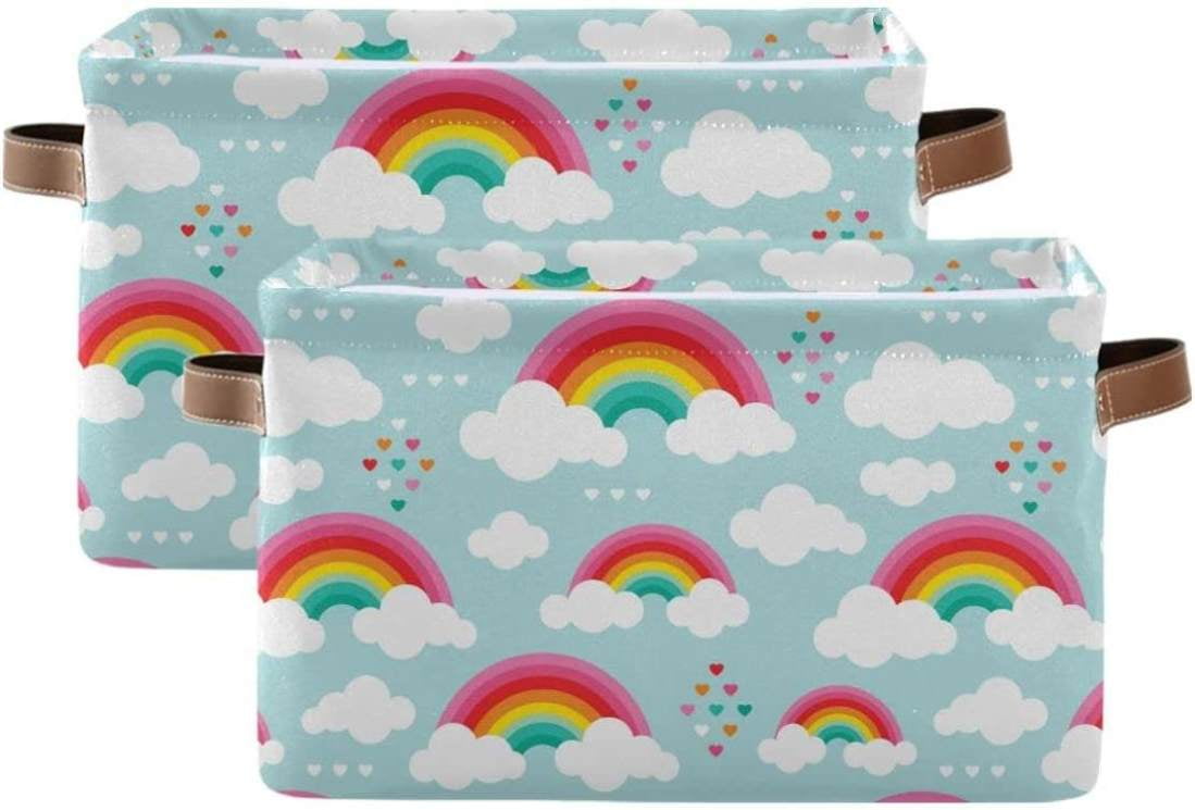 GZHJMY Cartoon Rainbow Rectangular Storage Bins, 2 PCS Collapsible Toy ...