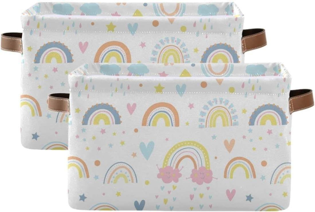 GZHJMY Cartoon Rainbow Rectangular Storage Bins, 2 PCS Collapsible Toy ...