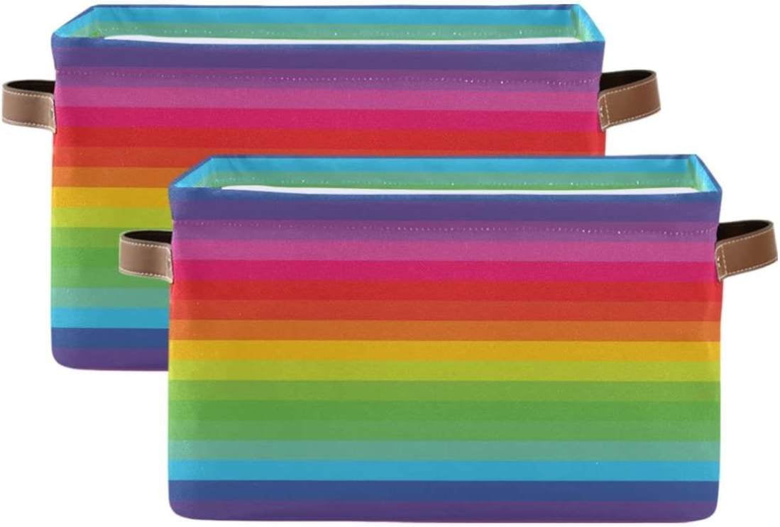 GZHJMY Cartoon Rainbow Rectangular Storage Bins, 2 PCS Collapsible Toy ...