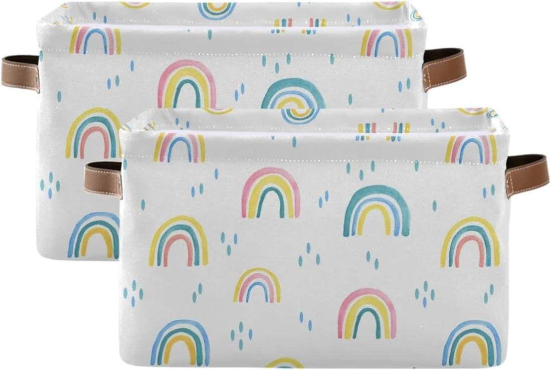 GZHJMY Cartoon Rainbow Rectangular Storage Bins, 2 PCS Collapsible Toy ...