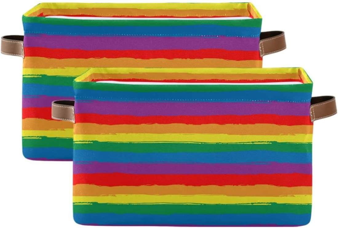 GZHJMY Cartoon Rainbow Rectangular Storage Bins, 2 PCS Collapsible Toy ...