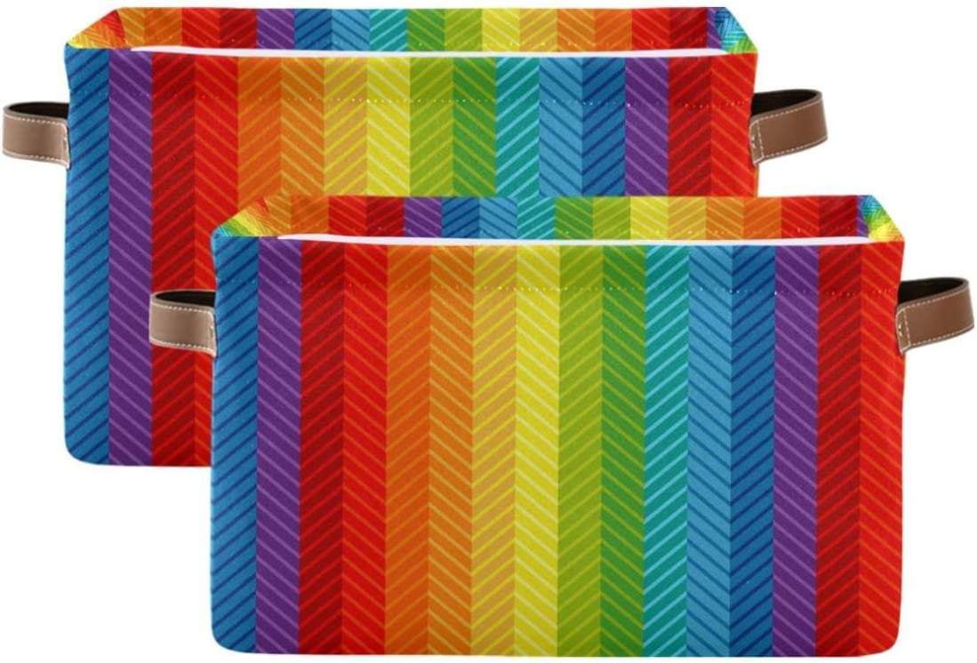 GZHJMY Cartoon Rainbow Rectangular Storage Bins, 2 PCS Collapsible Toy ...