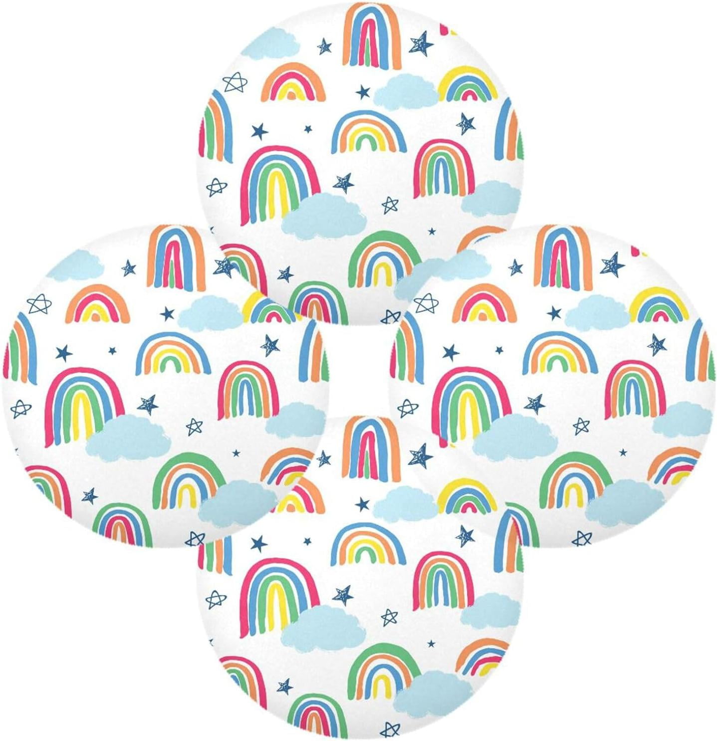 GZHJMY Cartoon Rainbow Round Placemats, 4 Pack Table Mats for Kitchen ...
