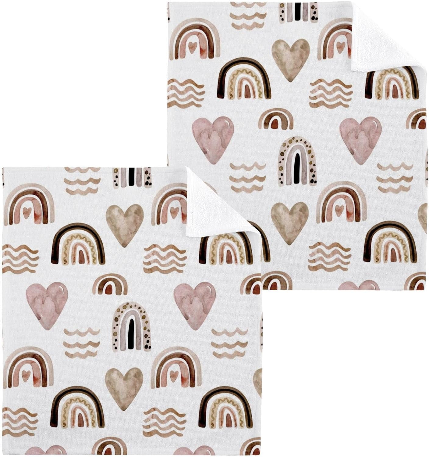 GZHJMY Cartoon Rainbow Wash Cloth Set of 2, 12 x 12 Inch Cotton Baby ...