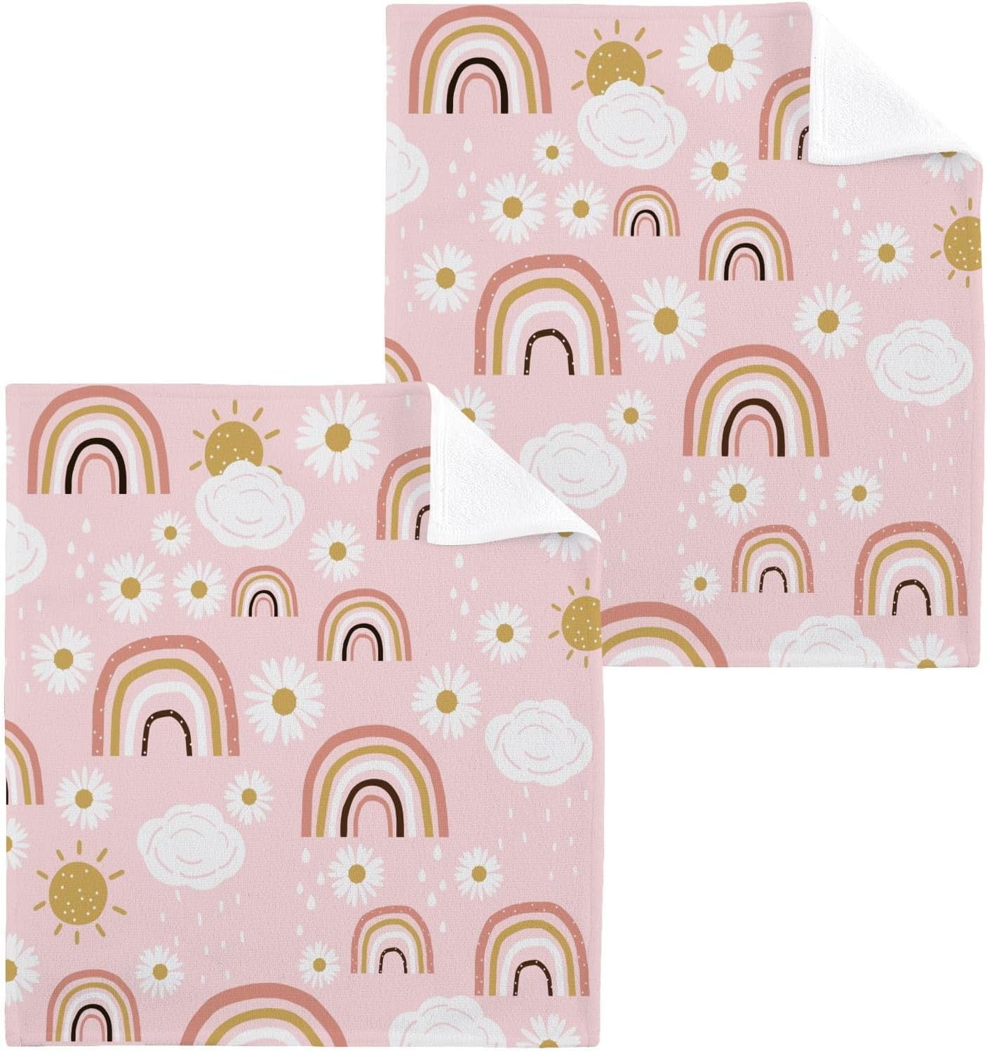 GZHJMY Cartoon Rainbow Wash Cloth Set of 4, 12 x 12 Inch Cotton Baby ...