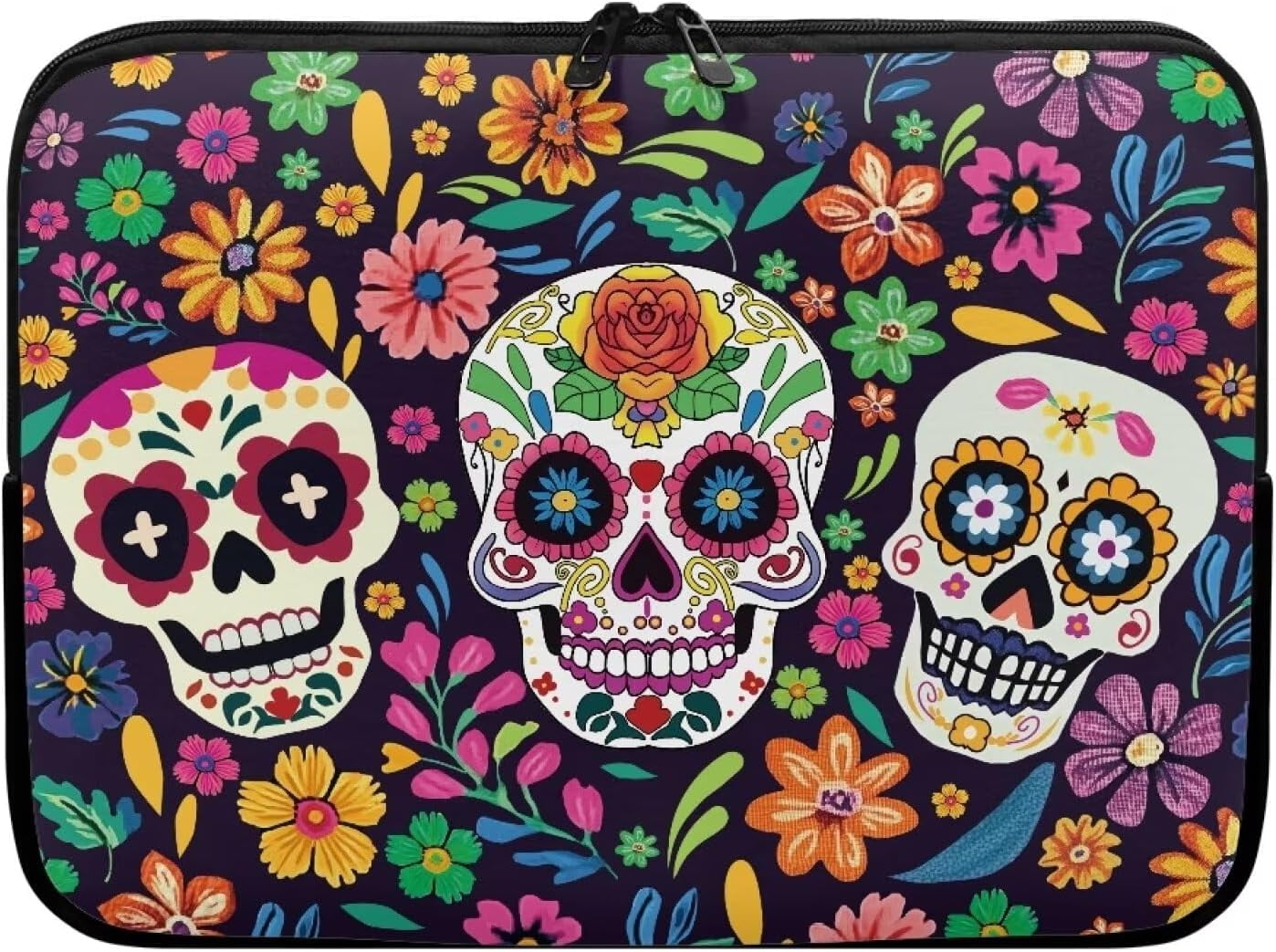 GZHJMY Cartoon Skull Flower Print 12 Inch Tablet Case Computer Bag ...