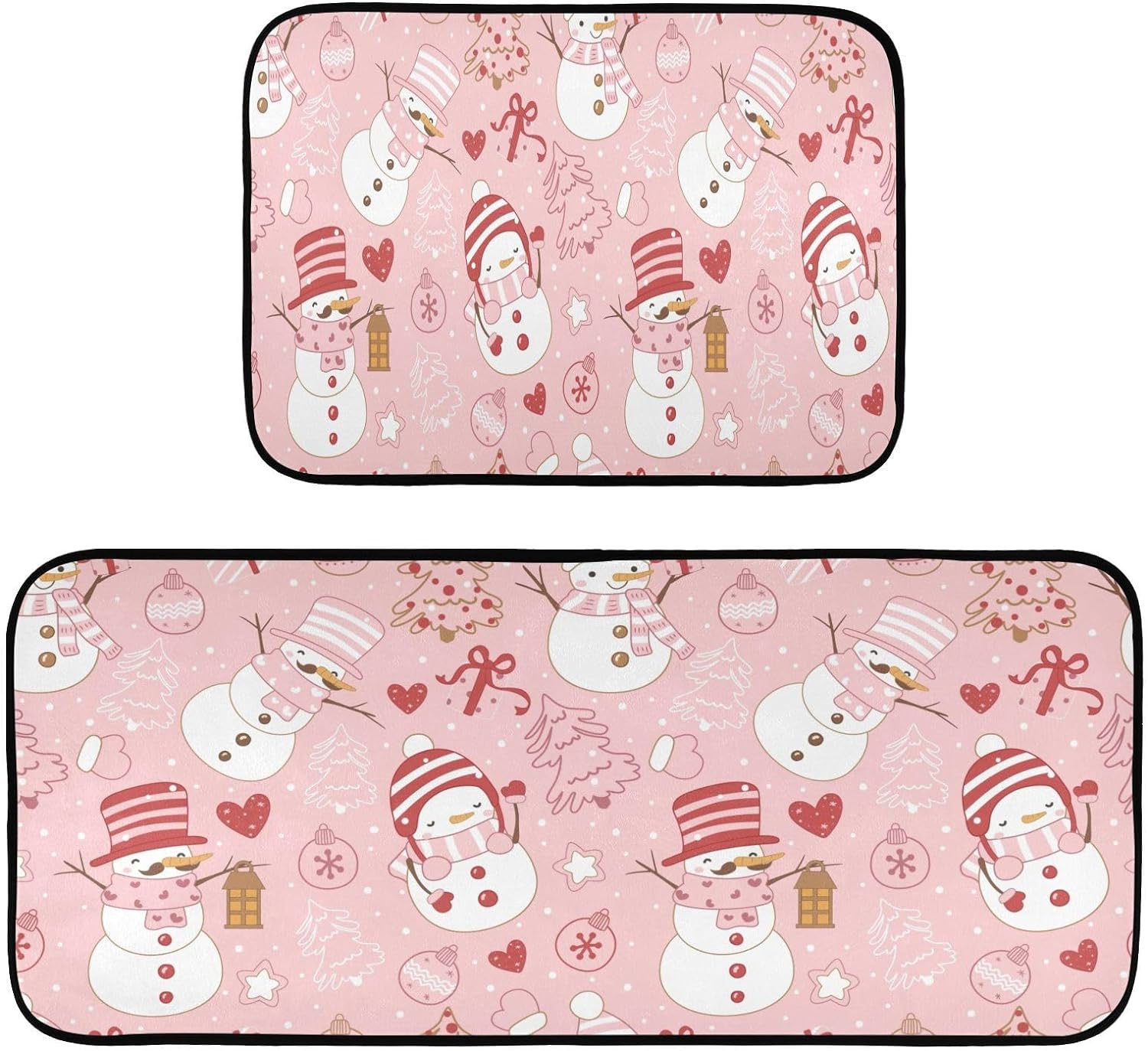 GZHJMY Cartoon Snowman Pink Kitchen Mat - Cushioned Anti Fatigue ...