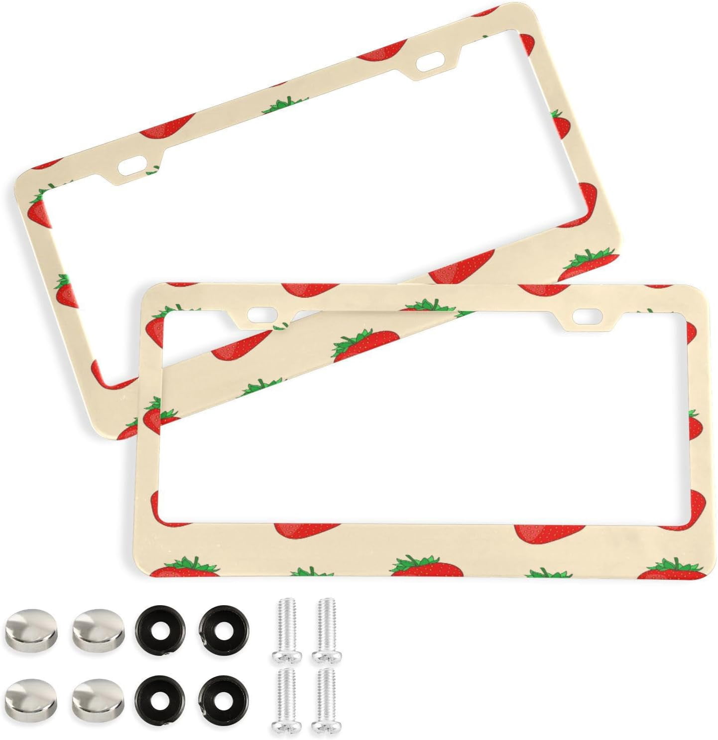 GZHJMY Cartoon Strawberry Car License Plate Frame, 2 Pack Aluminum ...