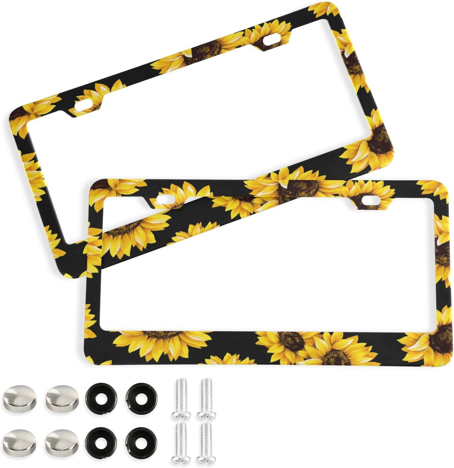 GZHJMY Cartoon Sunflower Car License Plate Frame, 2 Pack Aluminum ...