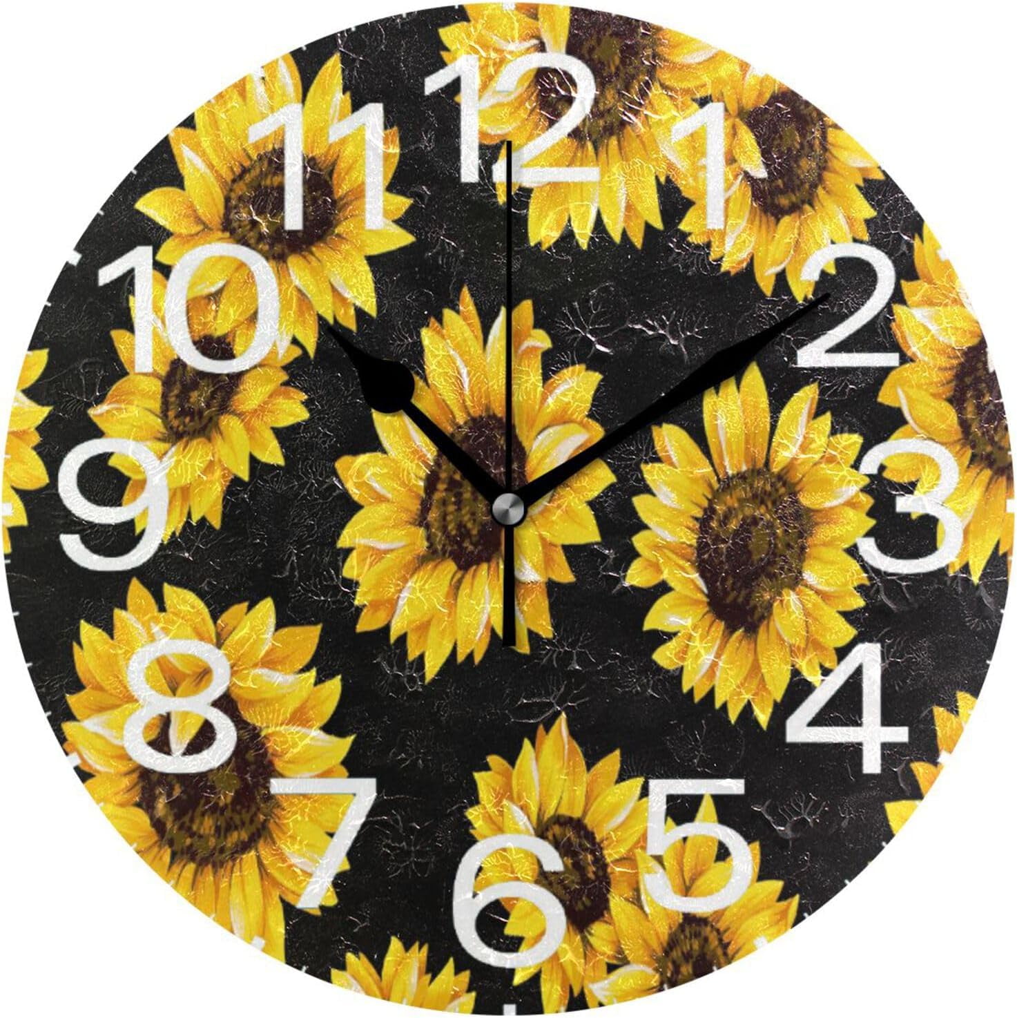 GZHJMY Cartoon Sunflower Wall Clock,Silent Non Ticking 10 Inch Battery ...