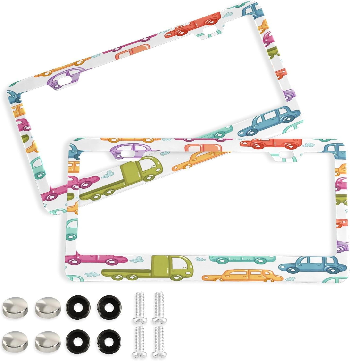 GZHJMY Cartoon Truck License Plate Frames Set of 2, Universal Aluminum ...