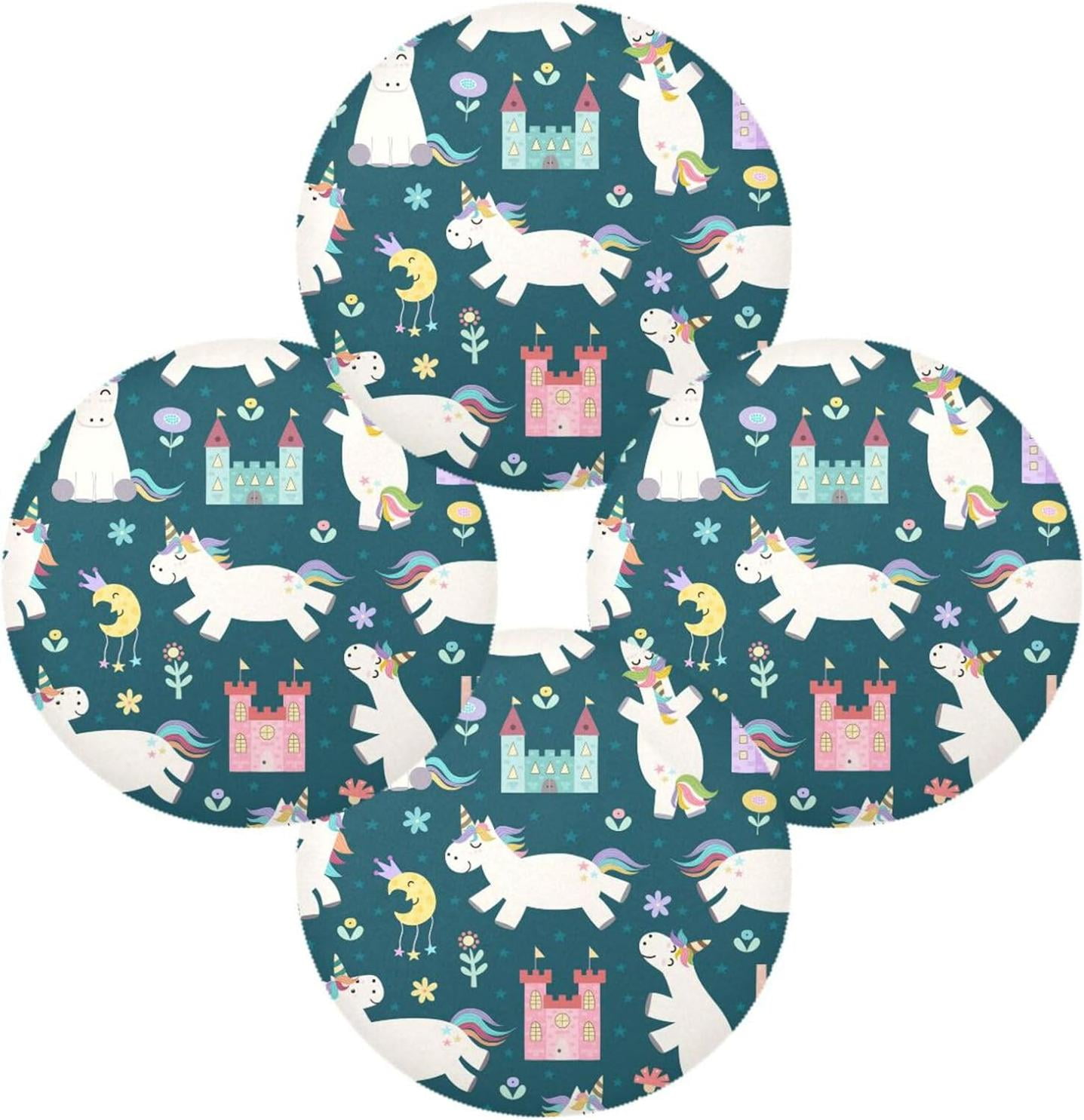 GZHJMY Cartoon Unicorn Round Placemats, 4 Pack Table Mats for Kitchen ...