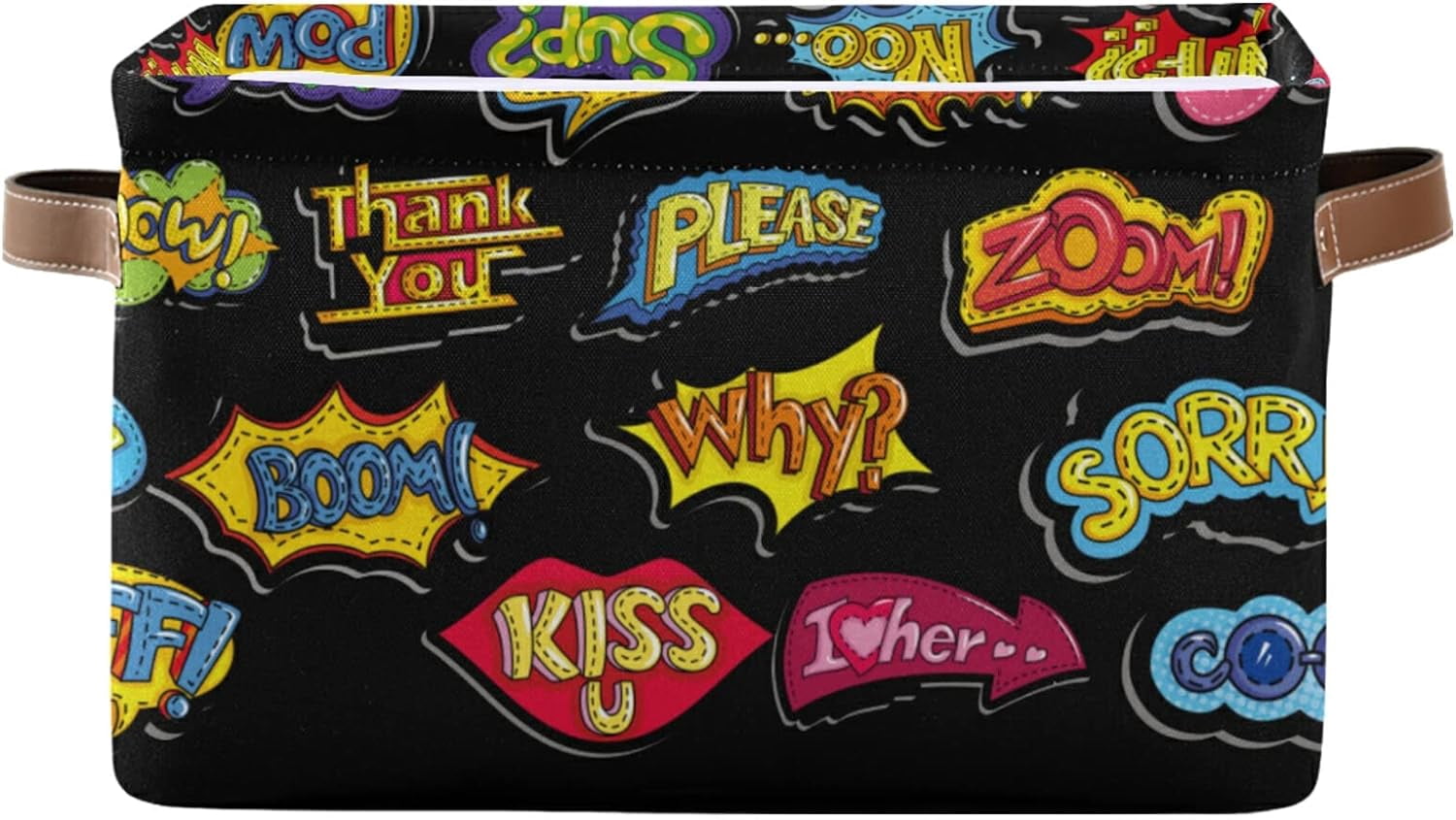 GZHJMY Cartoon Words Print Foldable Storage Bin Bedroom/Office ...