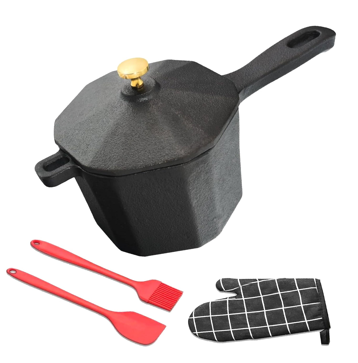 GZHJMY Cast Iron Sauce Pan with Lid, Small Cast Iron Basting Pot with ...