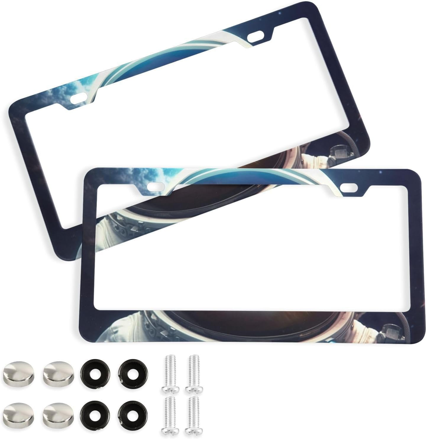 GZHJMY Cat Astronaut License Plate Frames 2 Pack Aluminum License Plate ...