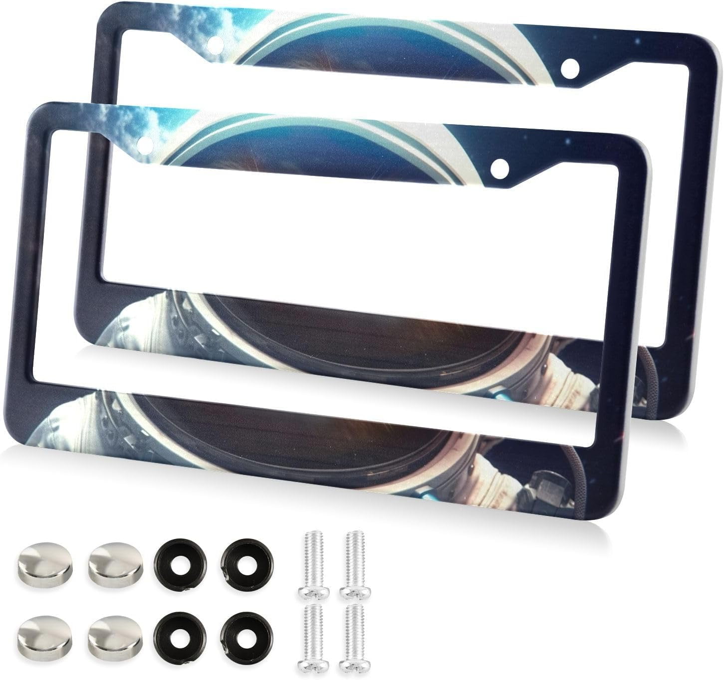 GZHJMY Cat Astronaut License Plate Frames 2 Pack Aluminum License Plate ...