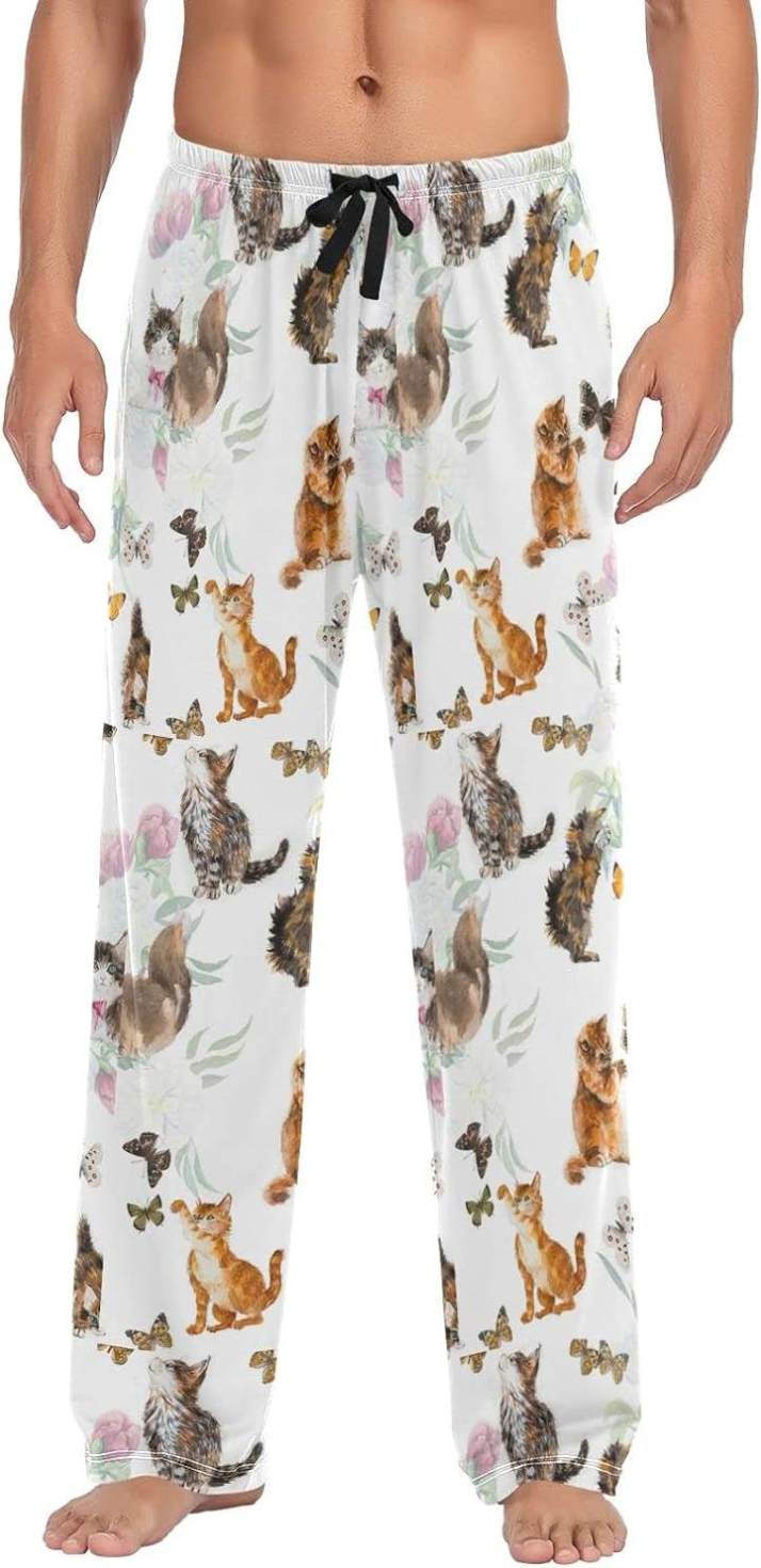 GZHJMY Cat Pajama Pants for Men, Lounge Pants Lightweight Men Pajama ...