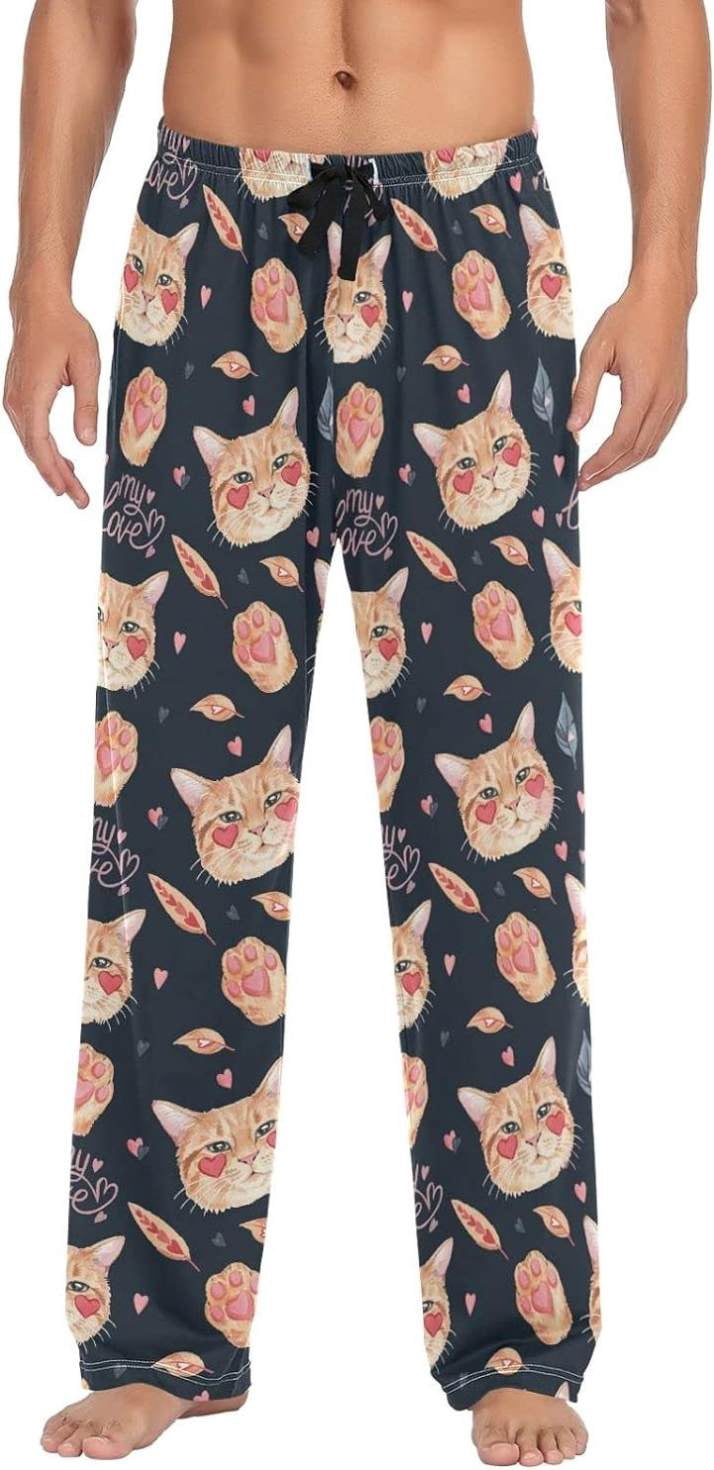 GZHJMY Cat Pajama Pants for Men, Lounge Pants Lightweight Men Pajama ...