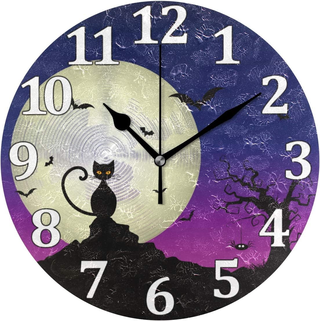 GZHJMY Cat Pattern Wall Clock Decorative Silent Non Ticking, Battery ...