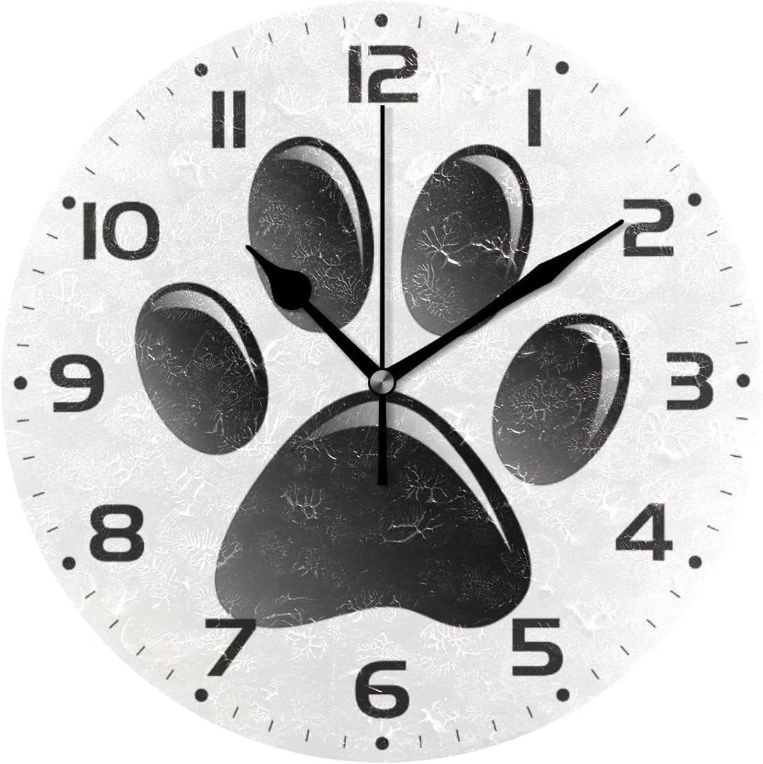 GZHJMY Cat Paw Print Wall Clock, 10" Silent Non Ticking Round Clock ...