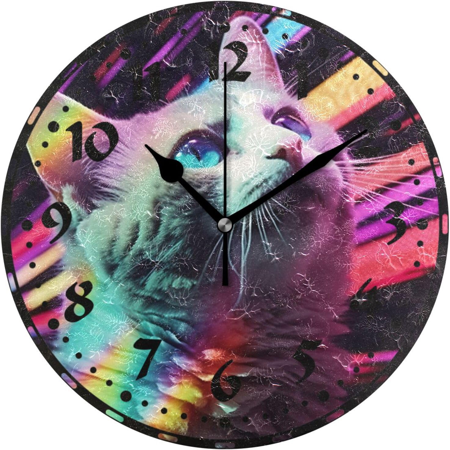 GZHJMY Cat in Space Wall Clock, Silent Non Ticking 10 Inch Battery ...