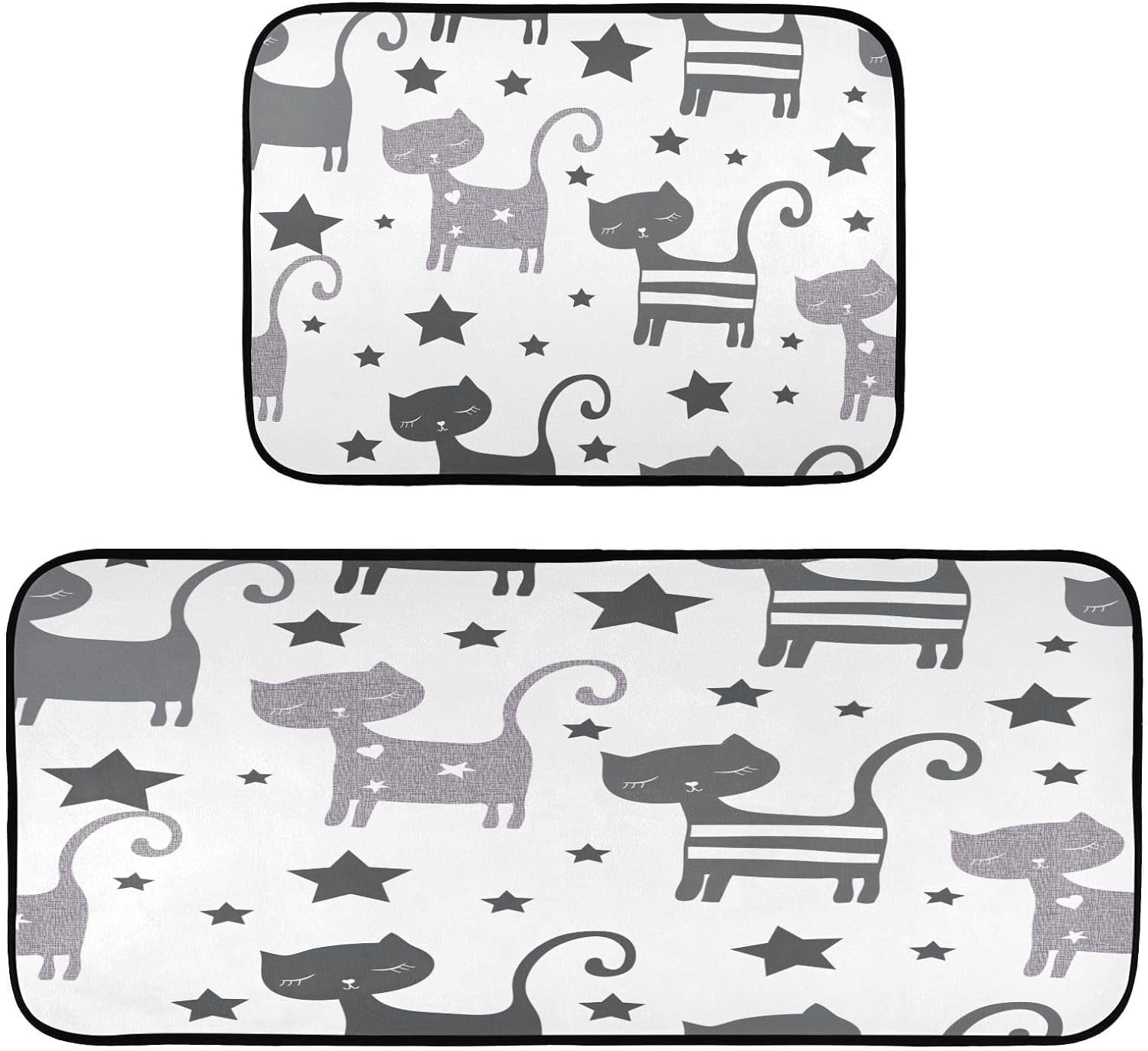 GZHJMY Cats and Stars Kitchen Mat - Cushioned Anti Fatigue Kitchen Rug ...