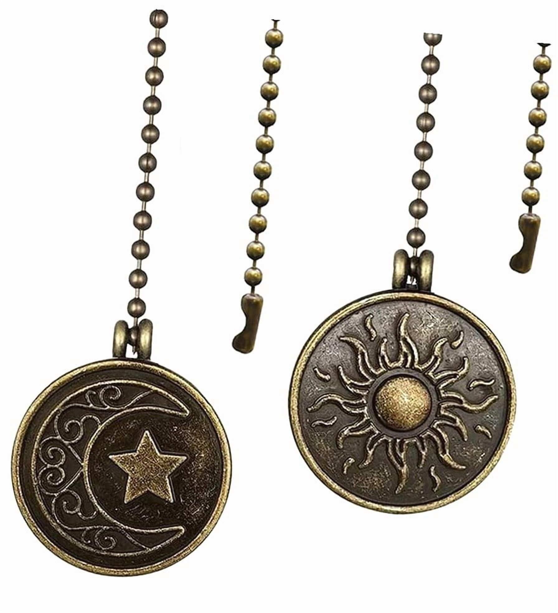 GZHJMY Ceiling Fan Pull Chain Sun Moon Pattern, 2 Pieces 12 Inch Pull ...