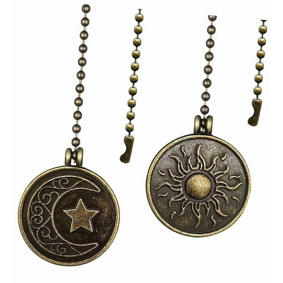 GZHJMY Ceiling Fan Pull Chain Sun Moon Pattern, 2 Pieces 12 Inch Pull ...