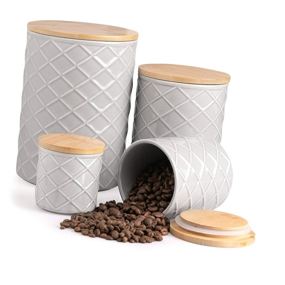 GZHJMY Ceramic Canisters Sets for Kitchen Countertop, Jar with Lid ...