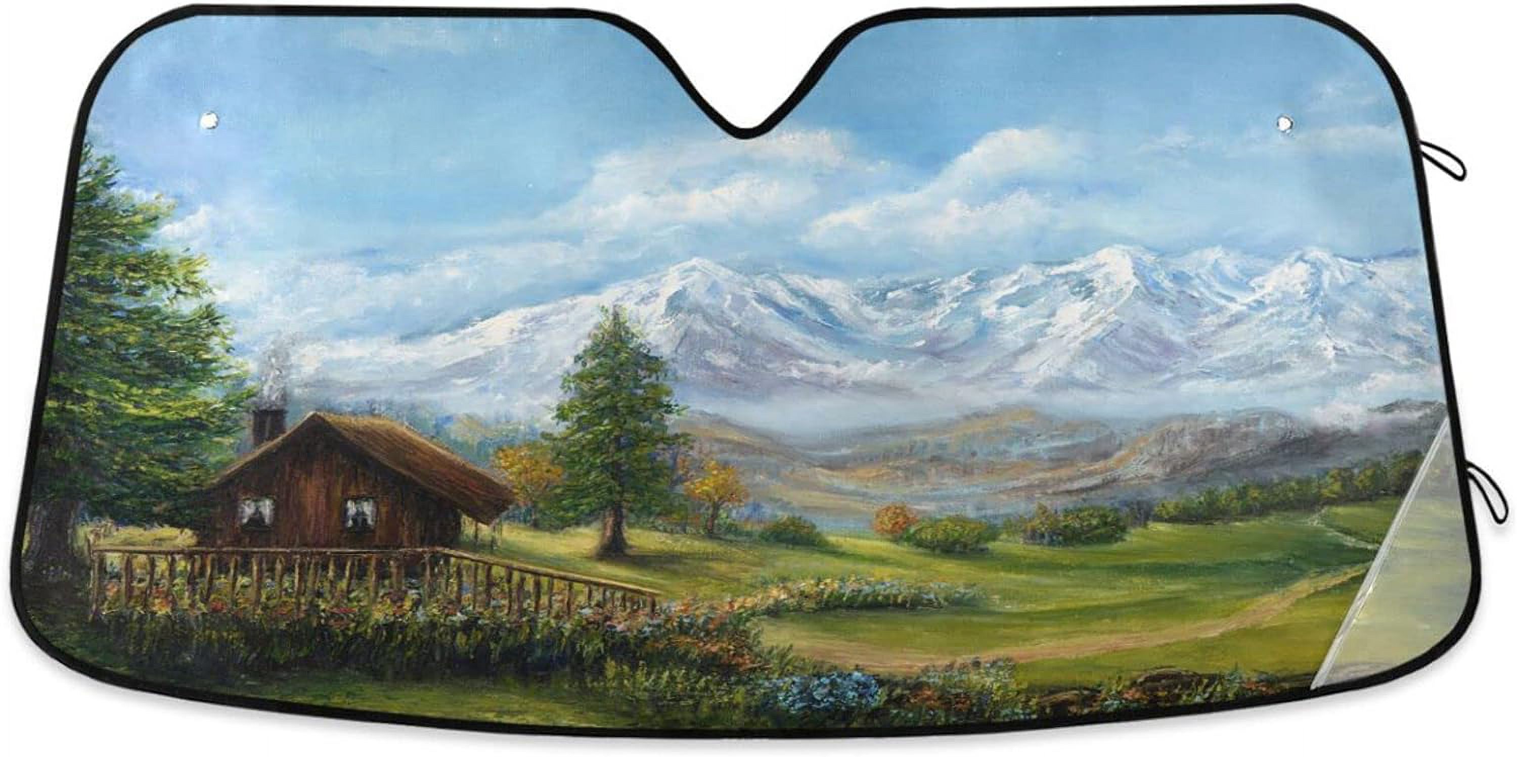 GZHJMY Chalet Oil Painting Car Windshield Sunshade Front Auto Sun ...