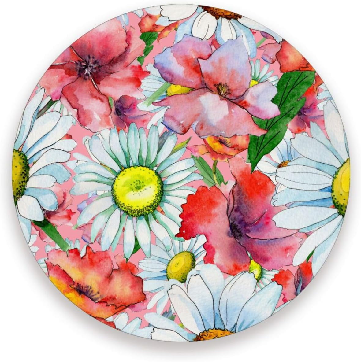 GZHJMY Chamomile Flower Coasters for Drinks Set of 4, Absorbent Ceramic ...